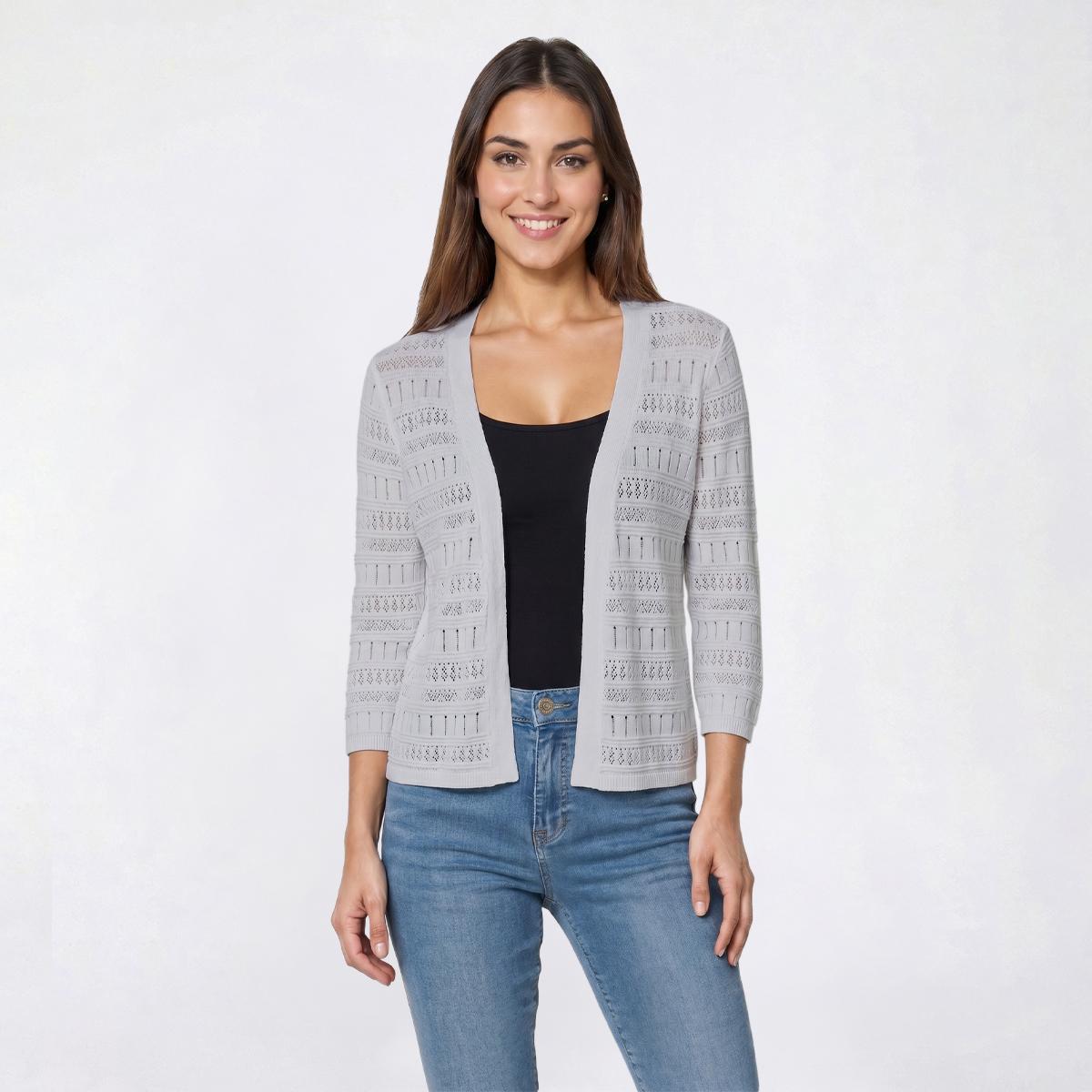 Click here for Womens 89th & Madison 3/4 Pointelle Open Front Car... prices
